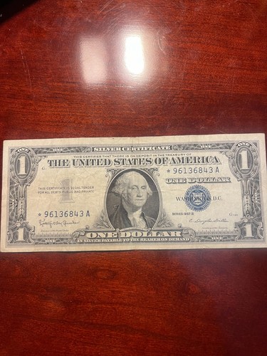 1957 STAR NOTE One Dollar Blue Seal Silver Certificate Old US $1 Bill ...