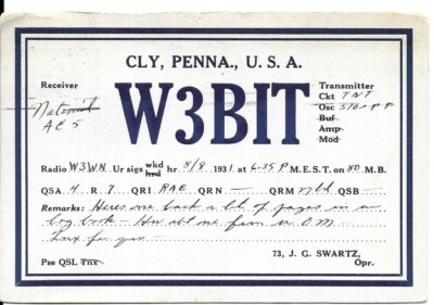 QSL 1931 Cly PA radio card | eBay