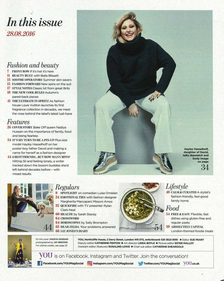 You Magazine, Bake Off Nadiya Hussain, Hayley Hasselhoff, Rylan Clark ...