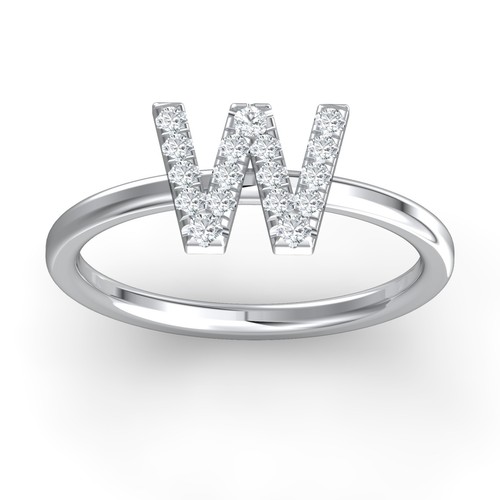 Sterling Silver Diamond E Initial Band Ring 1/6ct Size 7 Holiday Gift ...