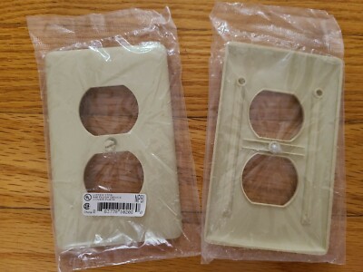 2 Ivory Hubbell NP8I UNBREAKABLE Receptacle Wallplate Nylon Duplex ...