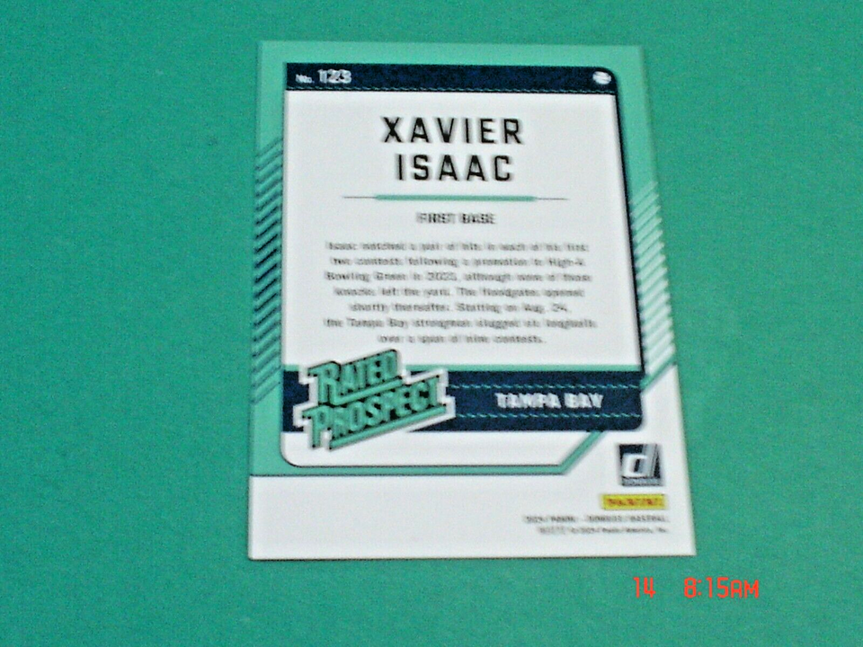XAVIER ISAAC RP 2024 Donruss *Rated Prospect* card #123 NrMt (Rays | eBay