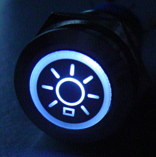 Taster Lichtsymbol 19mm, LED beleuchtet, Lichttaster, Edelstahl, 250V ...