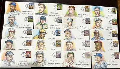3408a-t LEGENDS OF BASEBALL Collins Hand-painted Complete set of 20 FDC ...