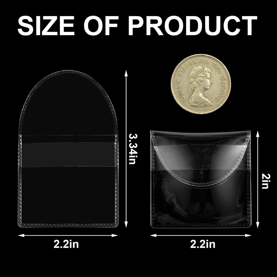 50Pcs Single Pocket Coin Sleeves Holders 2Inch Coin Flips Plastic Coin ...