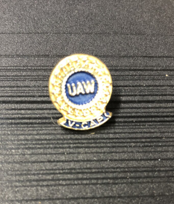 UAW V-CAP Lapel Pin Gold / Blue Tie Tac United Auto Workers | eBay
