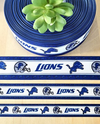 5/8, 7/8, 1.5 & 3" (1 YD) Detroit Lions Grosgrain Ribbon Football Cheer ...