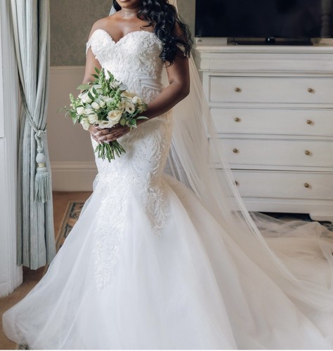 Off Shoulder Bridal Mermaid Fishtail Wedding Dress Size 10 Handmade D ...