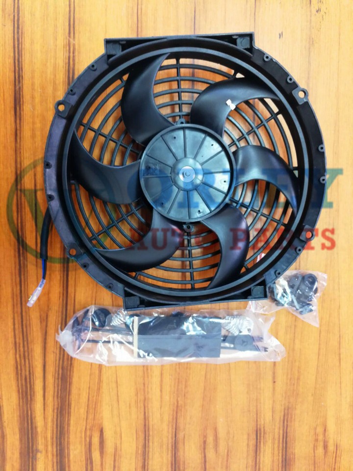 Two 12" inch Radiator Fan RACING COOLING Universal Electric + mounting ...