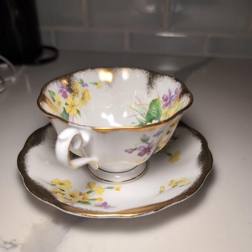 Royal Albert Yellow Primula & Violet Bone China Tea Cup And Saucer | eBay