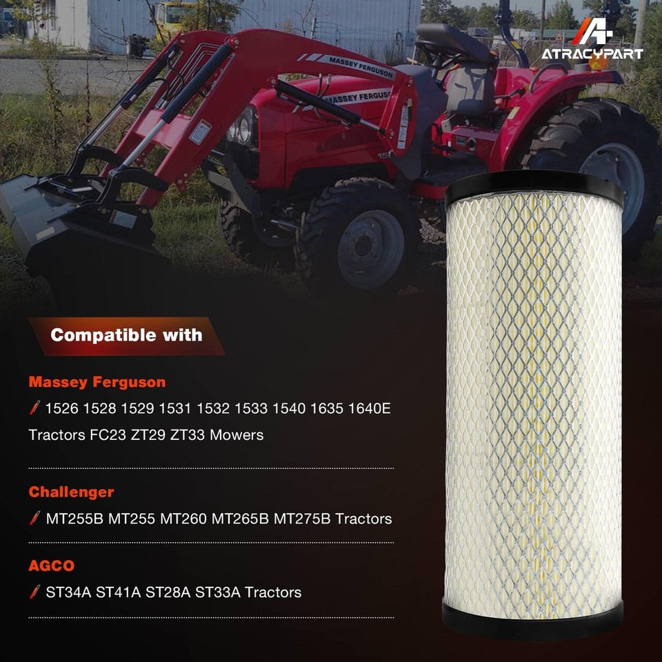 3607884M92 Air Filter Compatible with Massey Ferguson 1526 1529 1533 ...