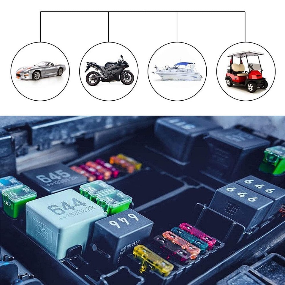 For Ford Car Blade Fuses Set 10x Micro Fuses 5A - 35A Automotive Fuses ...