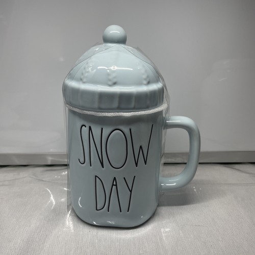 New RAE DUNN Holiday Christmas LL "SNOW DAY" Blue Mug Hat Topper ...