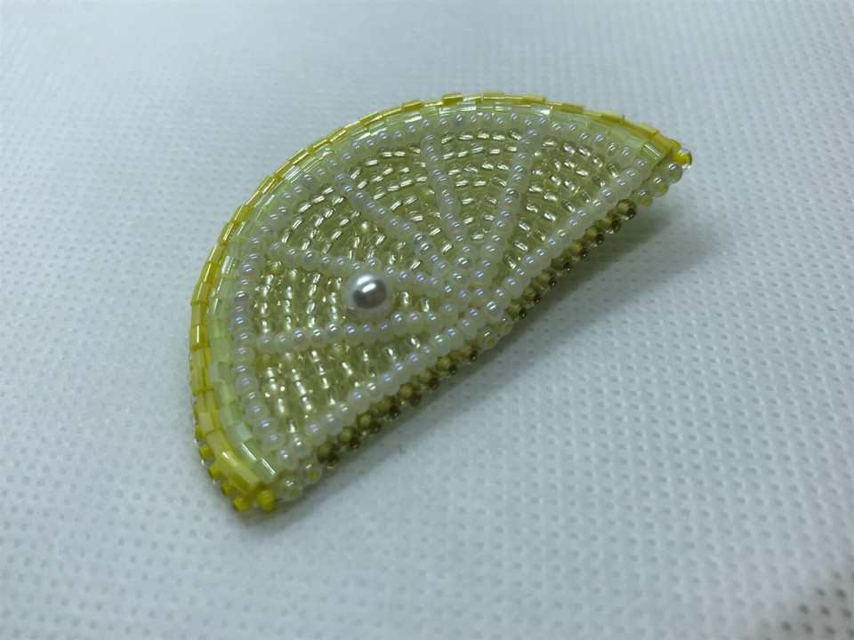 Lemon beaded Embroidered Yellow Cut Half Lime Pin Brooch | eBay