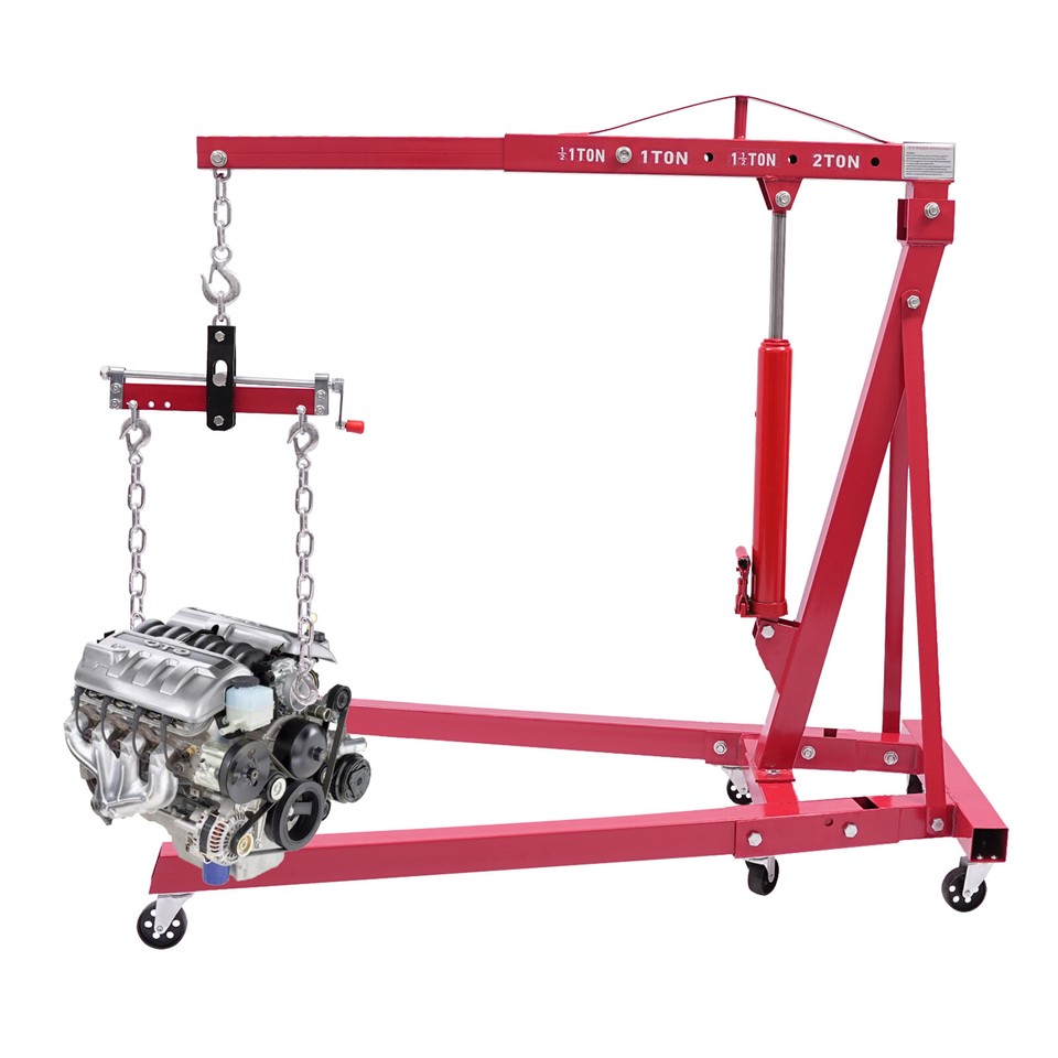 2 Ton Folding Engine Hoist Hydraulic Cherry Picker Shop Crane Hoist ...