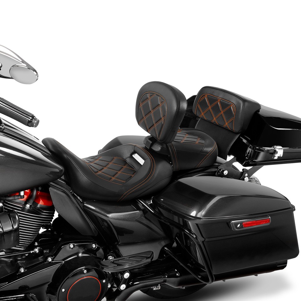 Rider & Passenger Seats Backrest Pad Fit For Harley CVO Street Glide ...