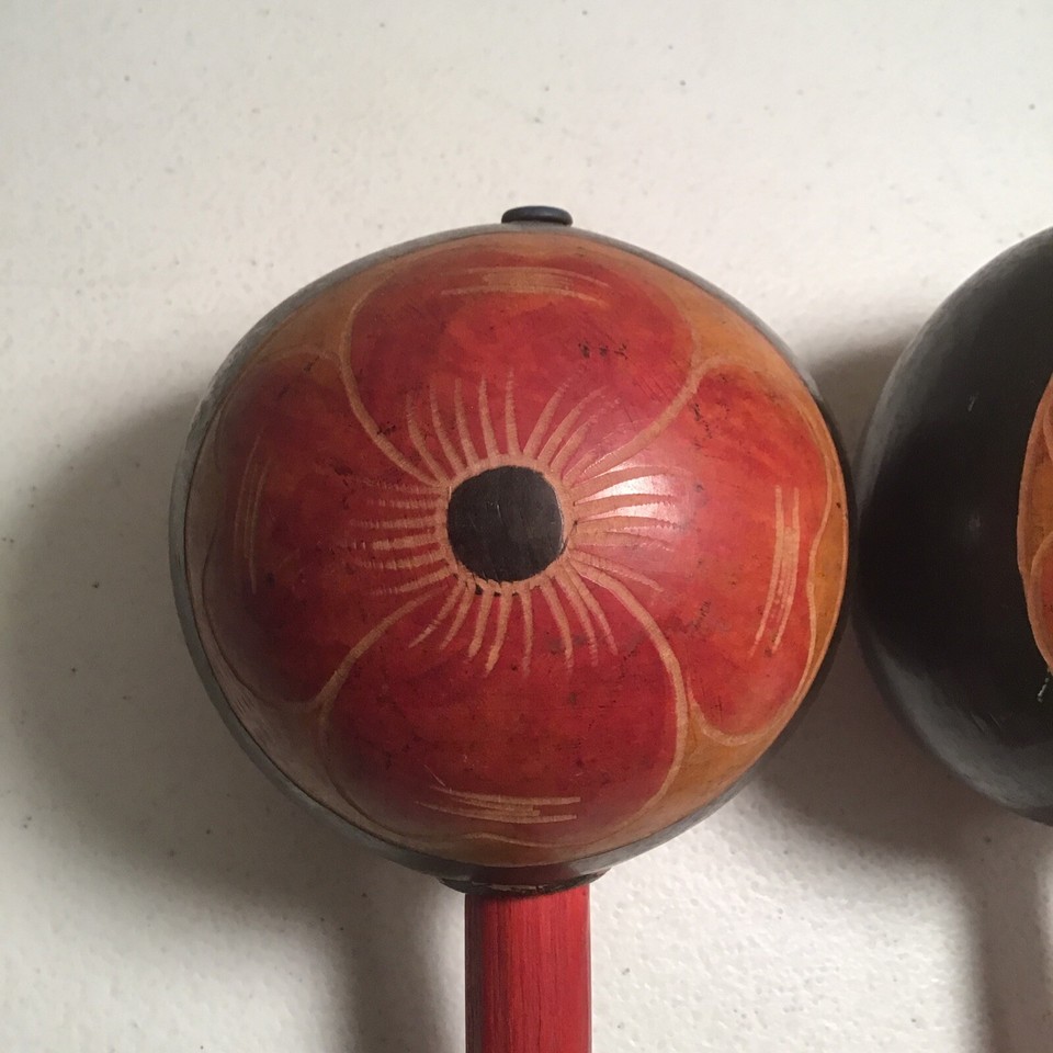 Recuerdo De Cartagena Wood Handmade Maracas Painted Art Vintage ...