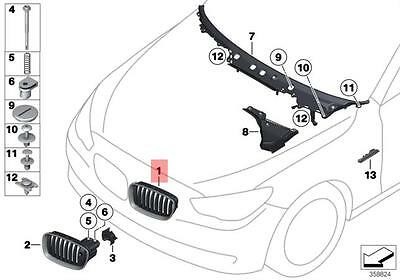 Original BMW F07N Kühlergrill Niere Alu Matt Grill links OEM ...