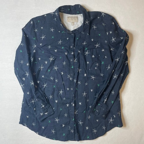 Banana Republic Soft Wash Shirt Womens XL Blue Green Starfish Linen ...