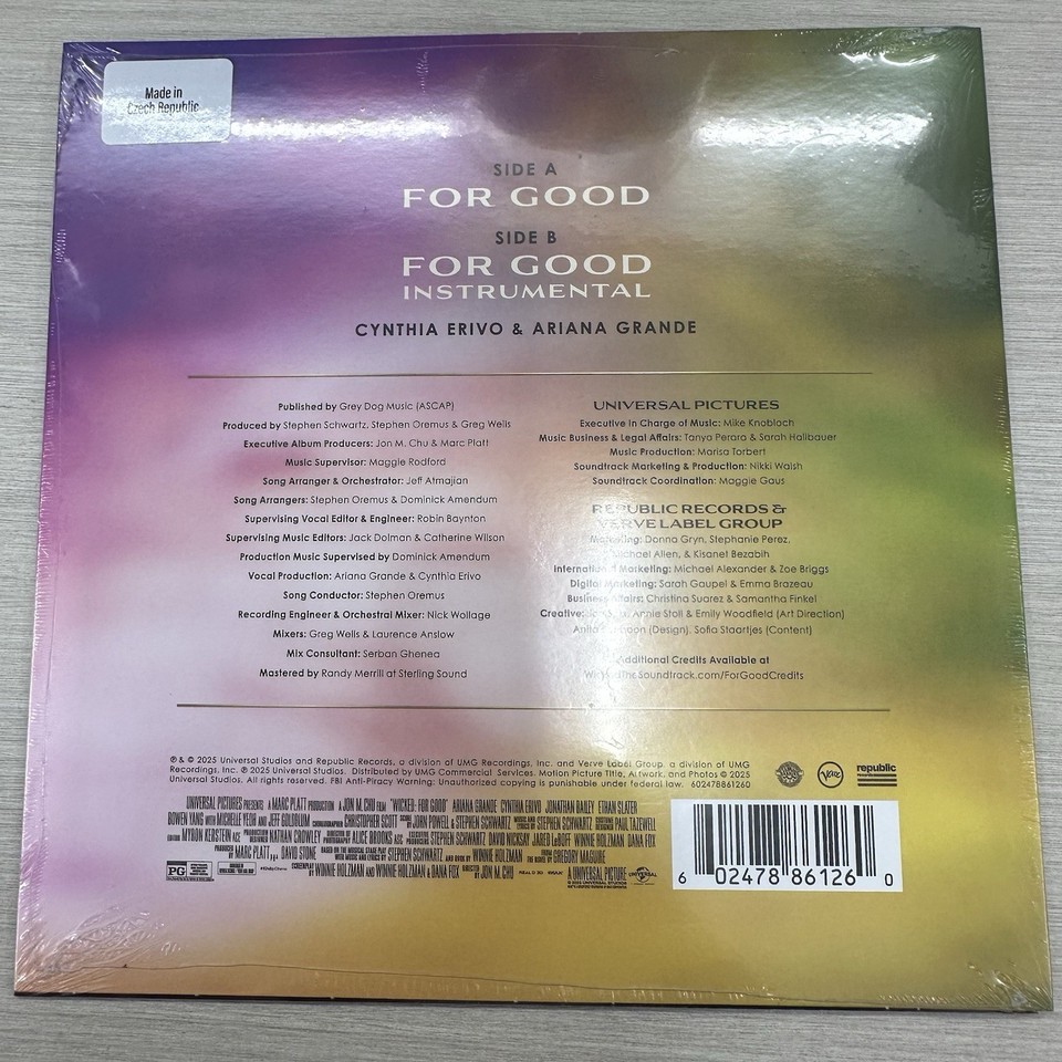 Wicked For Good 7" Vinyl – Cynthia Erivo & Ariana Grande Regal ...