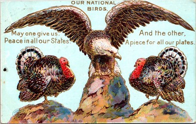 Postcard National Birds Bald Eagle Peace Turkeys Plates Embossed D165 ...