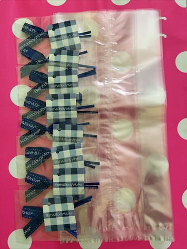 (8) Bath & Body Works Cello Clear Gift Wrap Kit Bag w/ Blue Ribbons Tag ...