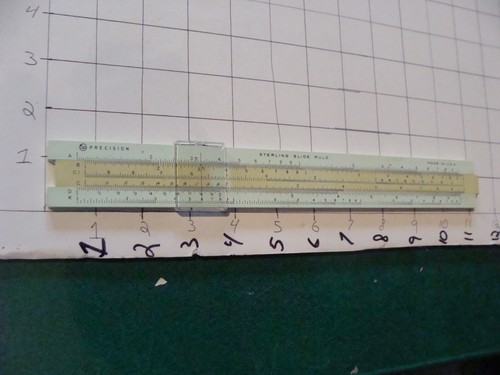 vintage SLIDE RULE: STERLING Plastic sp PRECISION 589 green w/ stained ...
