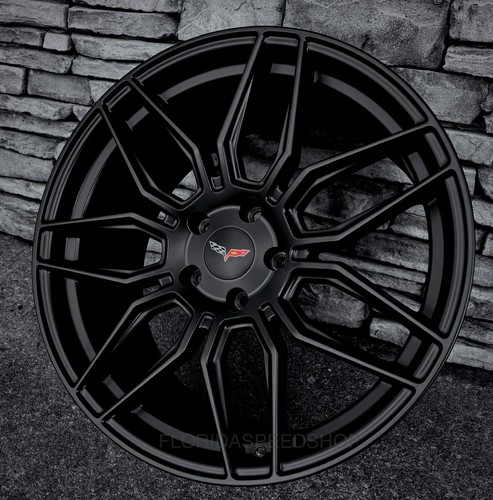 NEW SATIN BLACK C8 Z06 WHEELS FITS: 2005-2013 C6 CORVETTE BASE/Z51 18x8 ...