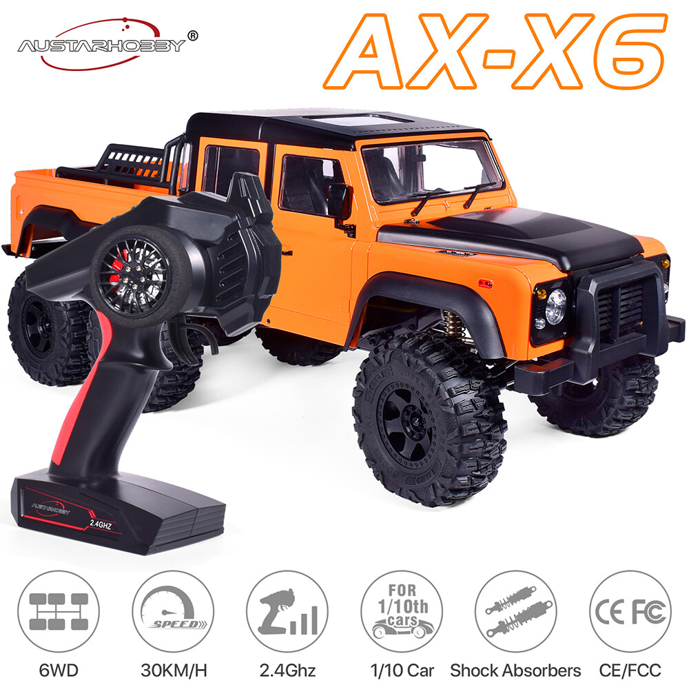 Austar AX-X6 1/10 RC Rock Crawler Car 6x6 30KM/H 2.4Ghz 6WD Remote ...