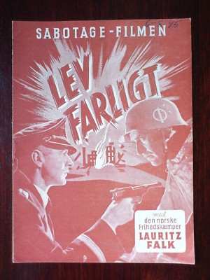 Rare Danish movie program."Lev Farligt" w. Lauritz Falk.Norway during ...
