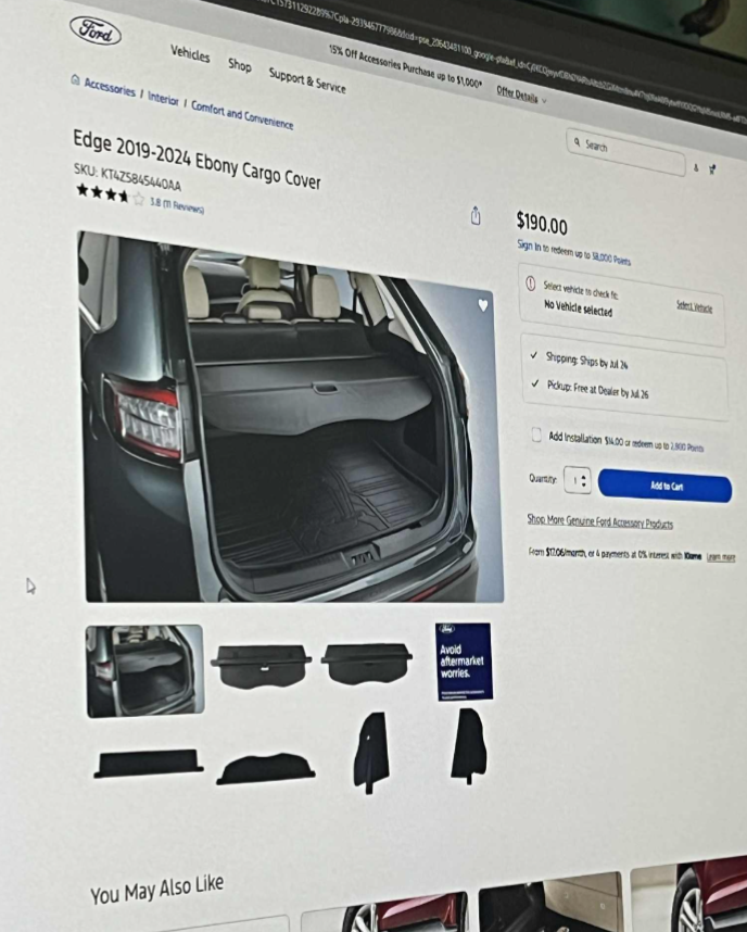 PICK UP ONLY Genuine Ford 2019-2024 Edge Cargo Cover Ebony KT4Z-5845440 ...