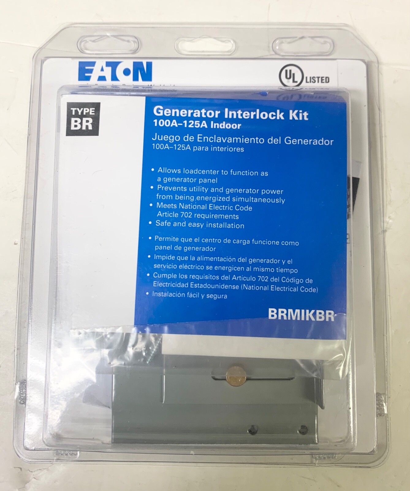 EATON CUTLER HAMMER BRMIKBR Type BR Generator Interlock Kit 100-125 AMP ...