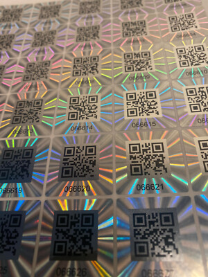 100 SERIAL NUMBER QR CODE SECURITY HOLOGRAM LABELS STICKER SEALS-1 INCH ...