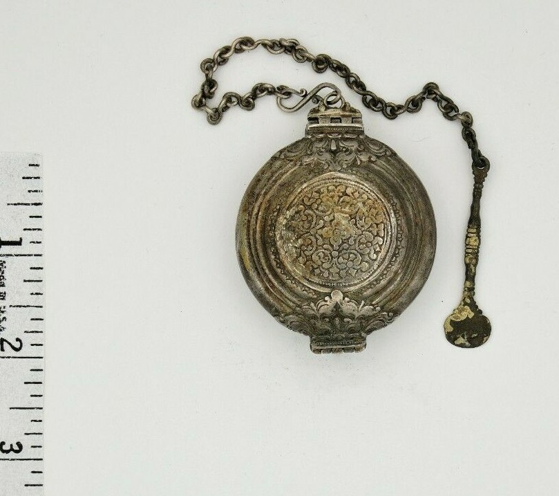 Lime (Chunam) Box Killotaya (Killota) Silver Antique Sri Lanka Ceylon ...