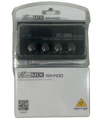 Behringer Micromix MX400 Ultra Low-Noise 4-Channel Line Mixer,Black ...