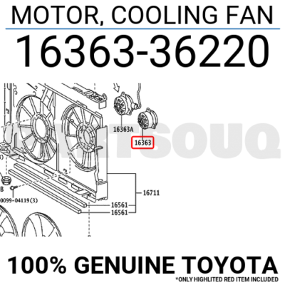 1636336220 Genuine Toyota MOTOR, COOLING FAN 16363-36220 | eBay