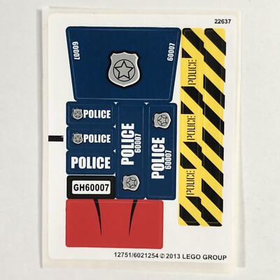 LEGO STICKER SHEET 60007 High Speed Chase City Police Stickers Decals ...