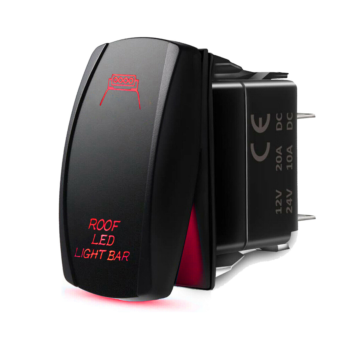 Red LED 5 Pin Laser Rocker Switch Roof Light bar On-Off universal 20A ...