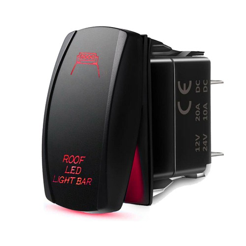 Red LED 5 Pin Laser Rocker Switch Roof Light bar On-Off universal 20A ...