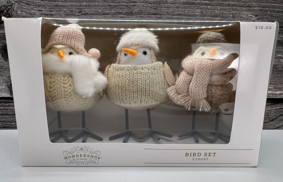 Target Wondershop Featherly Friends ~ 3 Mini Fabric Birds Snowy Whites ...