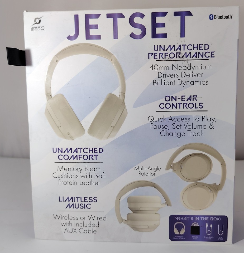 Zero Statik Jet Set Bluetooth Noise Isolating Wireless Headphones With ...