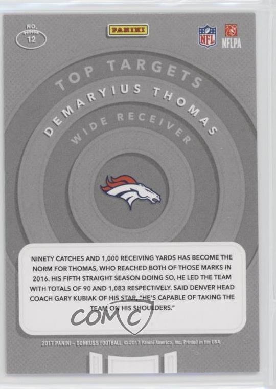 2017 Panini Donruss Top Targets Holo /100 Demaryius Thomas #12 | eBay
