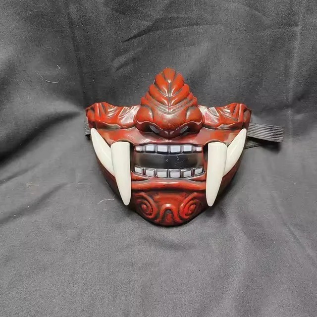 Half Face Japanese Mask Halloween Evil Devil Party Mask Toy Demon ...