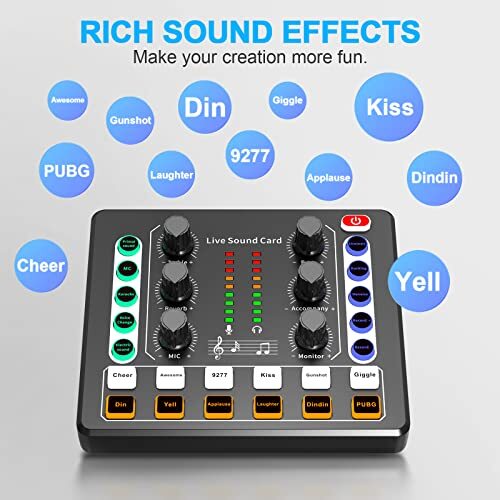 Audio Mixer,Audio Interface with DJ Mixer Live Sound Card M8 Live Sound ...