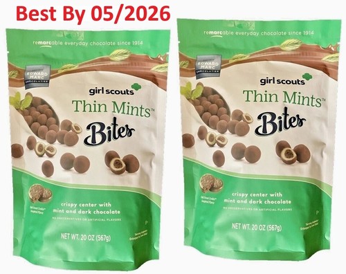 2-PACK Girl Scout Thin Mints Bites with Mint & Dark Chocolate, 20 Oz ...