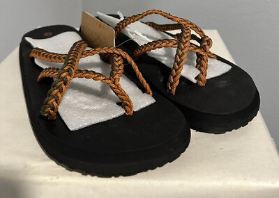 Plaka Splash Women’s Flip Flops Sandals Orange Black Brand New Size 10 ...