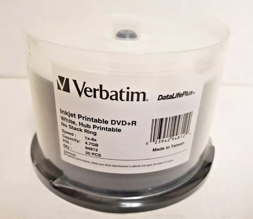 Verbatim 94812 - 4.7GB 8X DVD+R DataLifePlus White Hub Printable - 50 ...