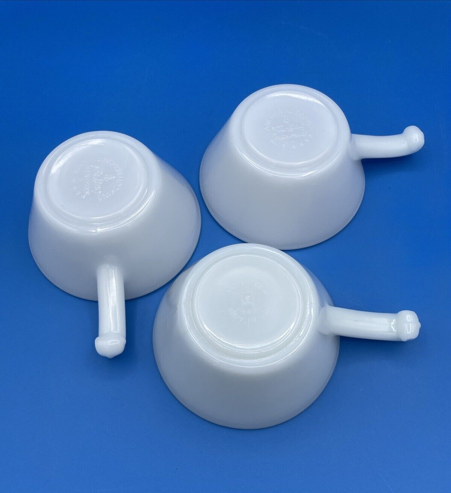 Vintage Anchor Hocking Fire King Oven Proof White Milk Glass Handled ...