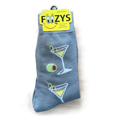 NWT Foozys Gray Crew Length Patterned Martini Cocktail Socks Mens One ...