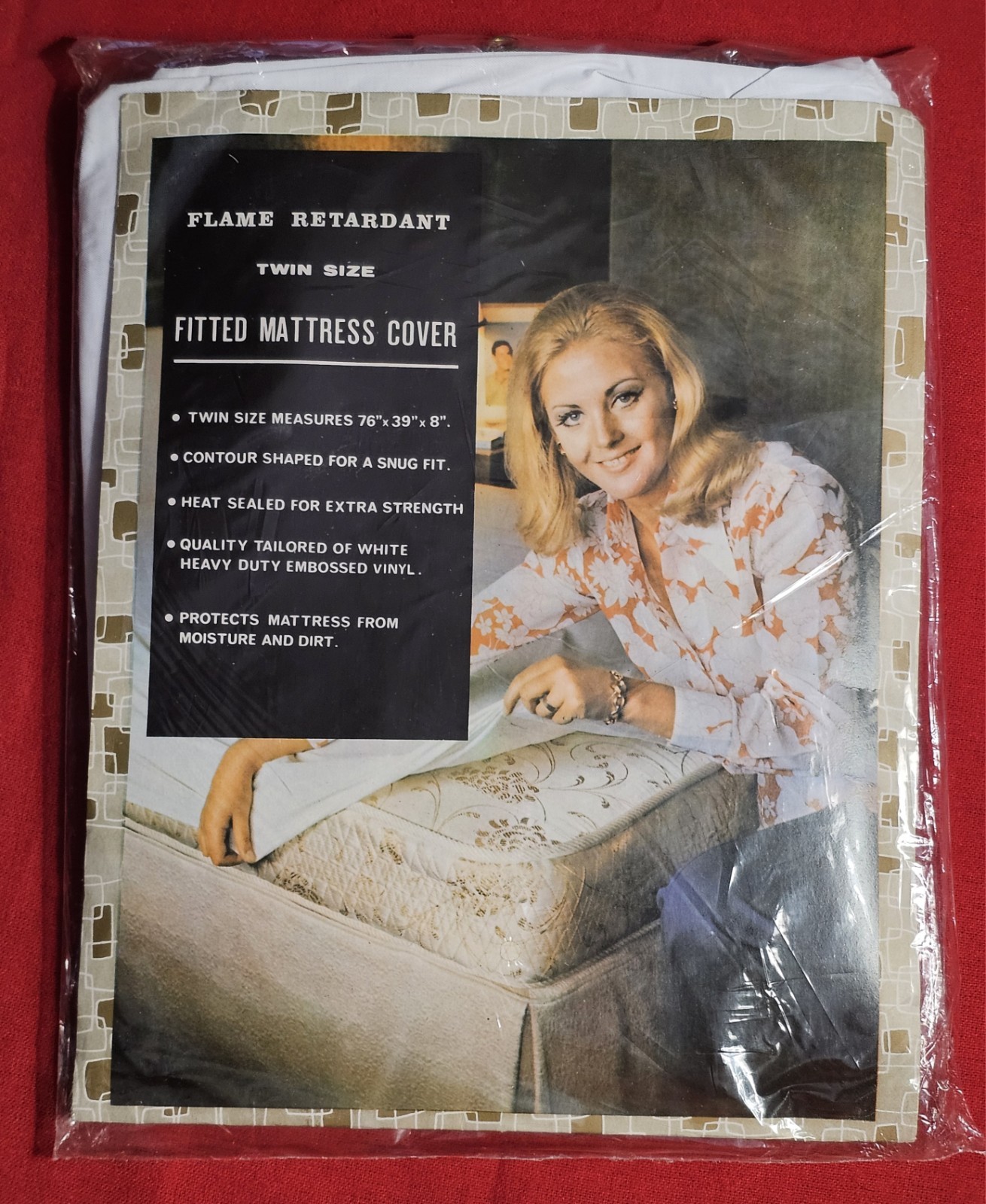 Vintage Flame Retardant Fitted Mattress Cover Twin Vinyl Bed Protector ...